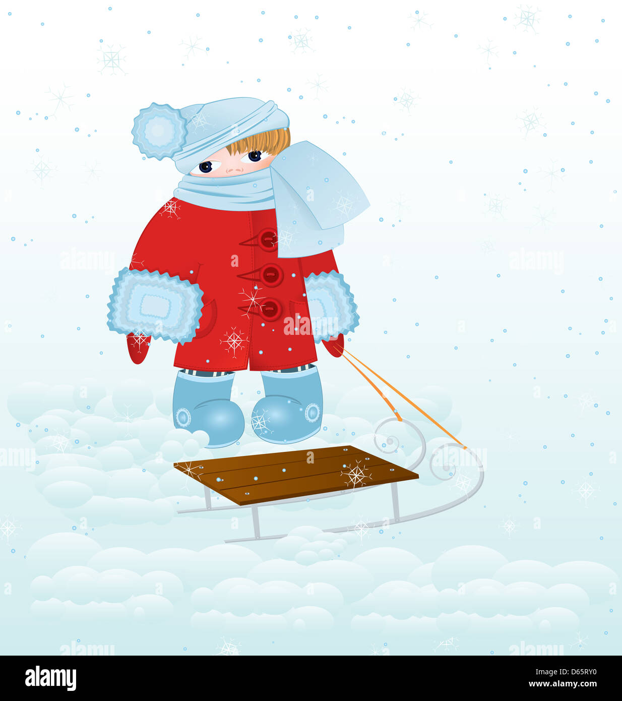 Cartoon kid with snow Stock Photo - Alamy