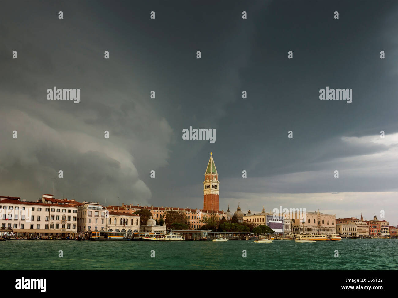 A Huge Storm is approaching St. Mark's Square in Venice, Italy. Dark ...