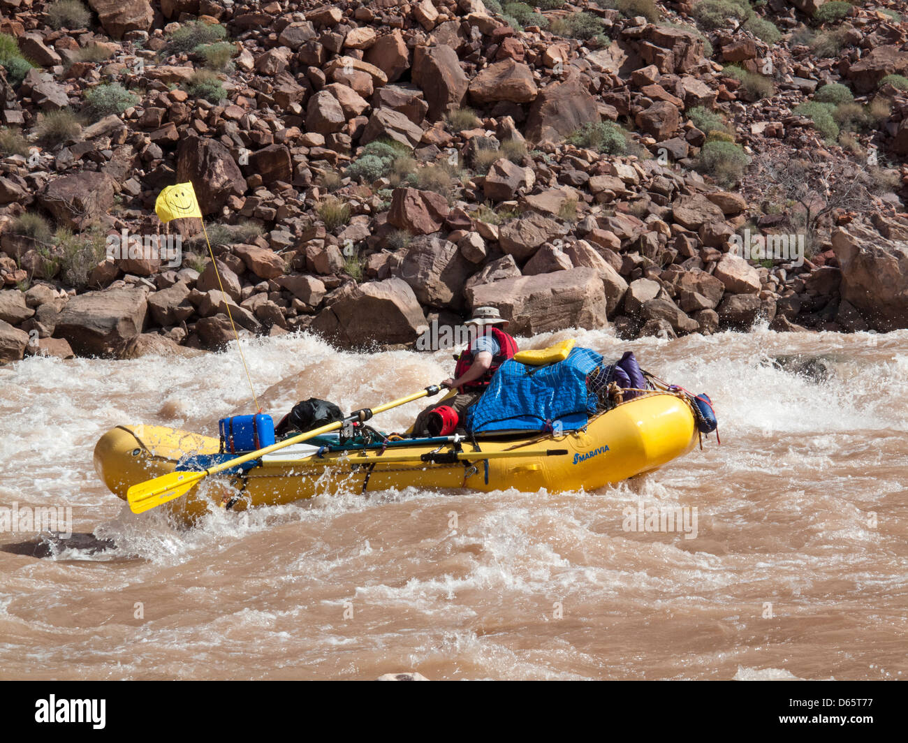 Grand Canyon National Park, Arizona - A raft navigates Hance Rapids on ...