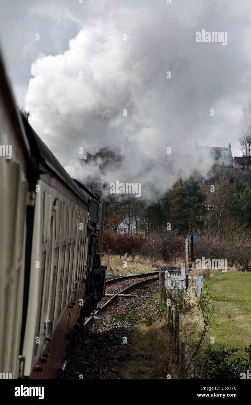 Steam train on the Bo'ness and Kinneil Railway in West Lothian ...