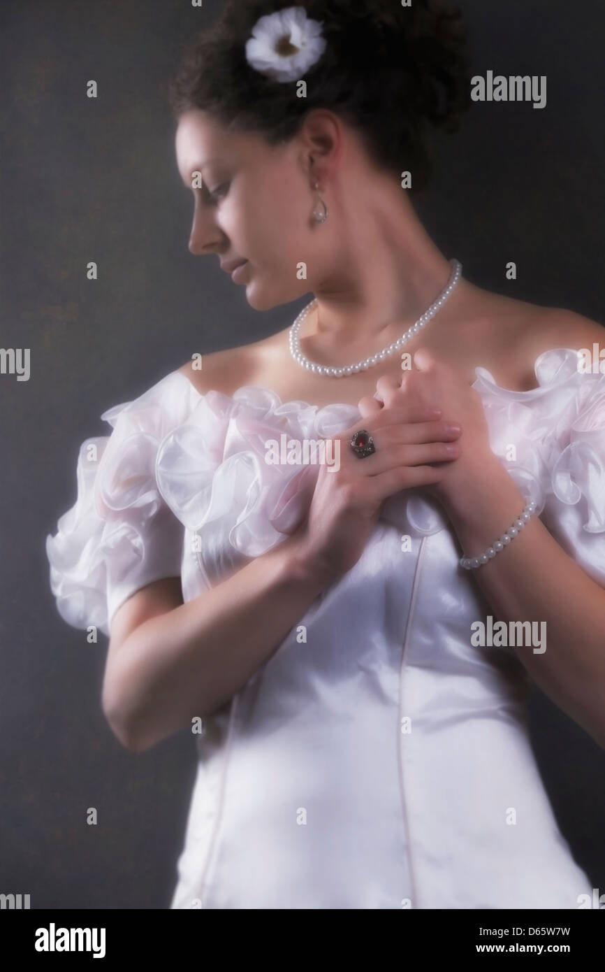 Woman in gown white hi-res stock photography and images - Alamy