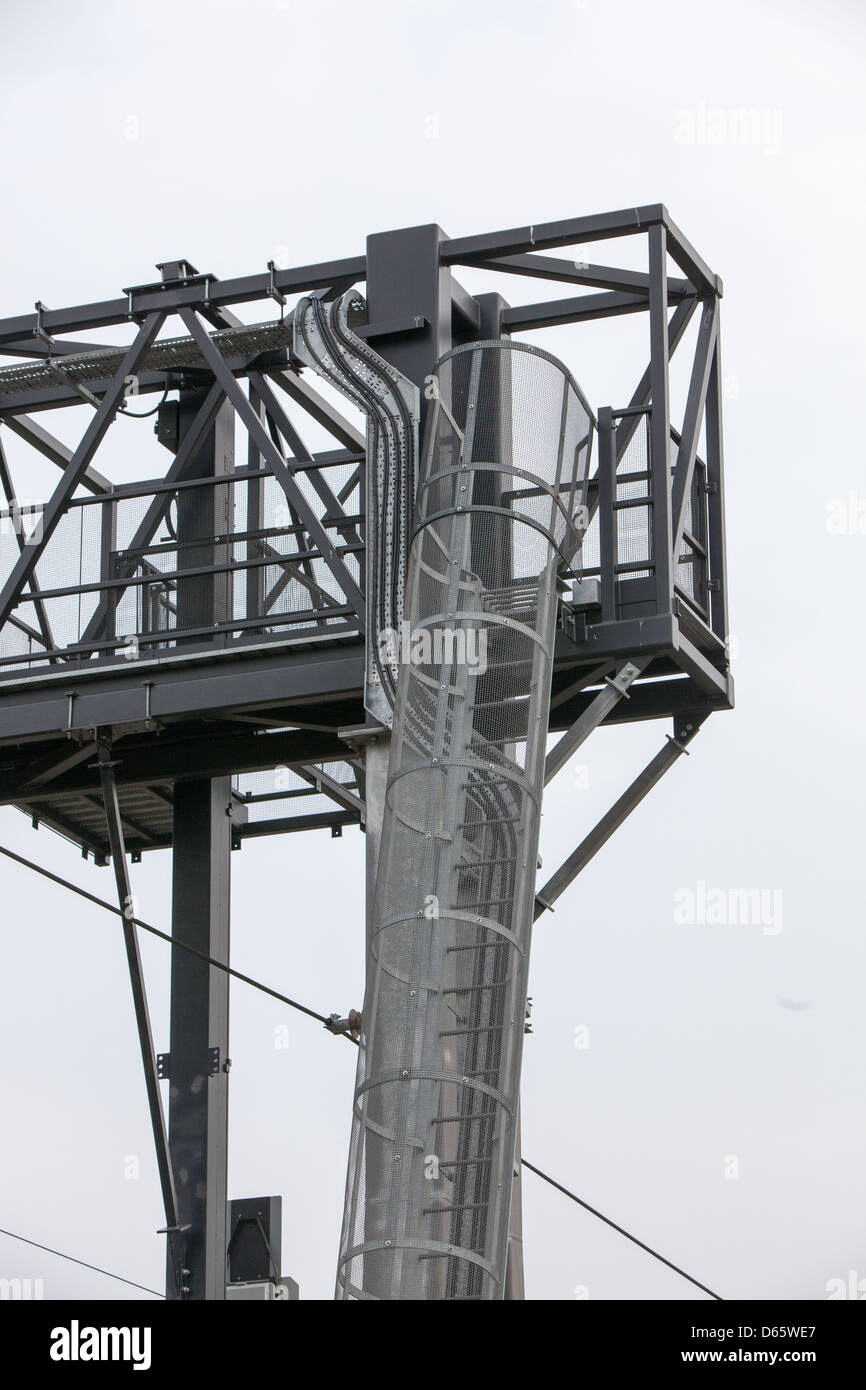 A signal gantry above a railway line in the UK Stock Photo - Alamy