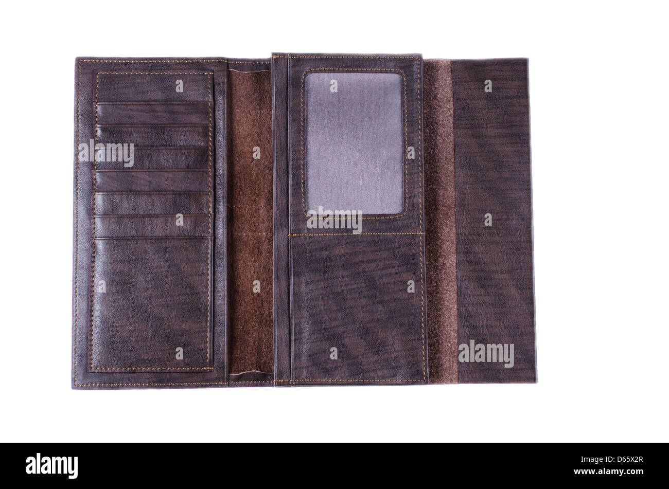 Empty opened brown wallet isolated Stock Photo - Alamy