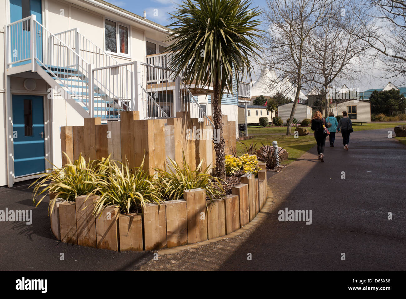 Guest accommodation buildings and chalets, Butlins Minehead UK Stock ...