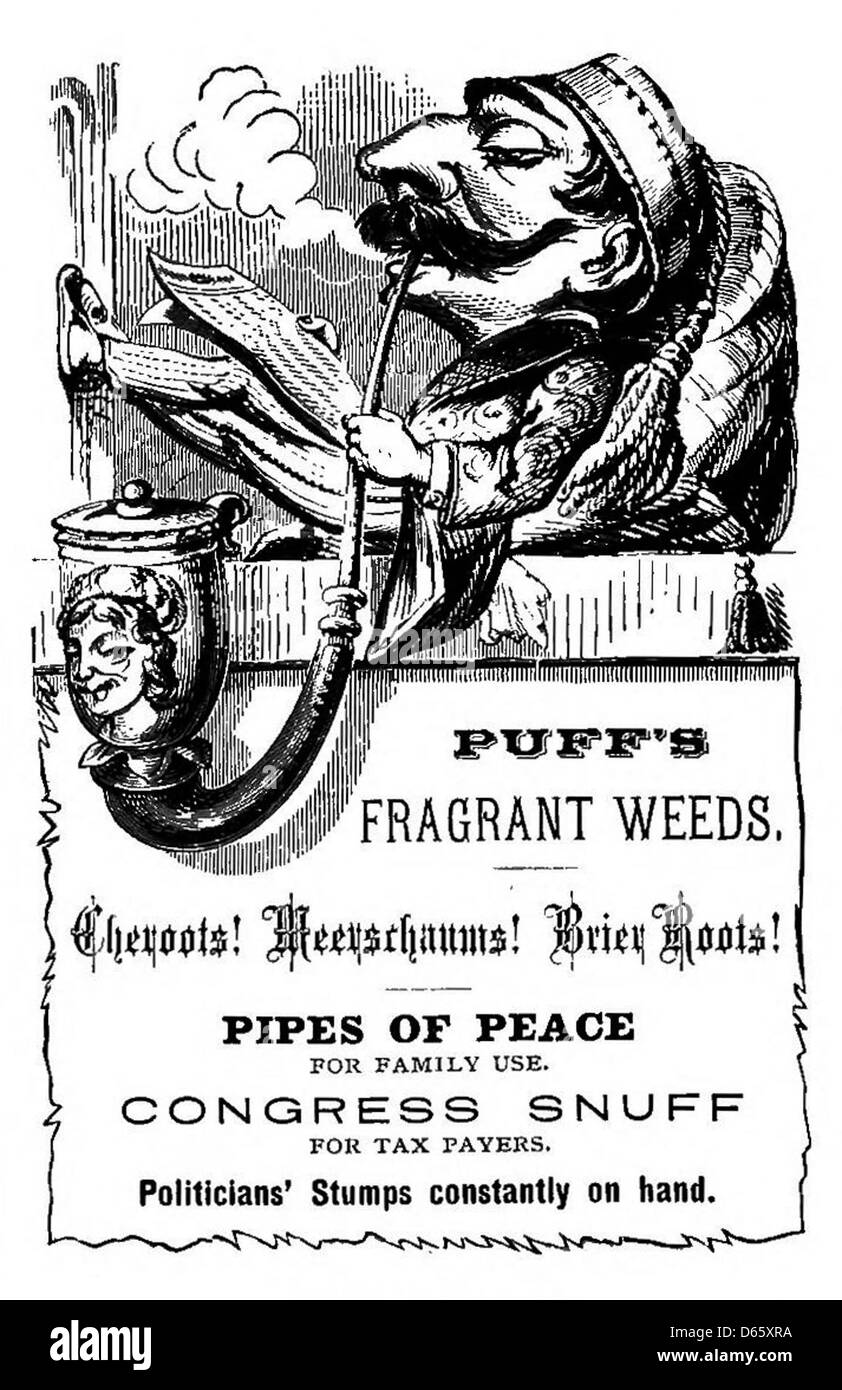 A black and white illustration from 'Puff's Fragrant Weeds,' featuring ...