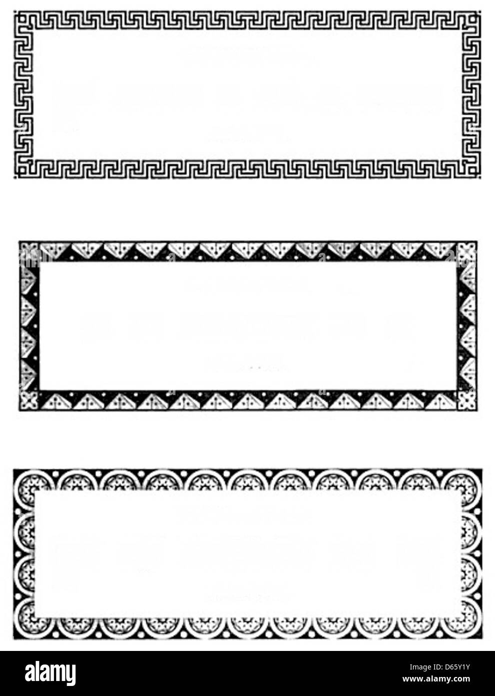 This collection of decorative title boxes in black and white features ...