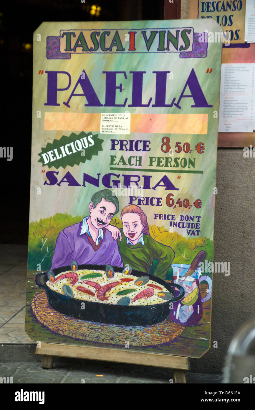Barcelona restaurant menu sign Stock Photo - Alamy