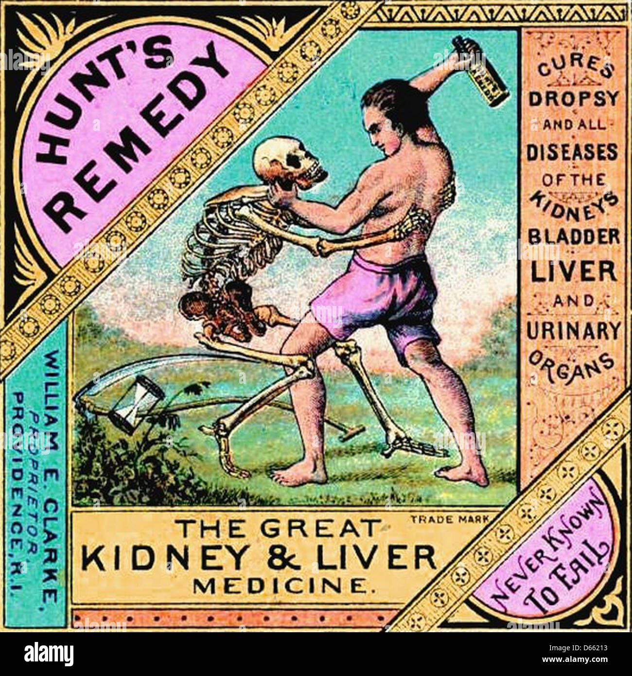 An advertisement for Clarke's Hunt's Remedy, a popular patent medicine ...