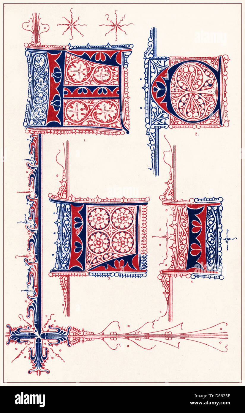 This 1860 image showcases the decorative alphabet and calligraphy work ...