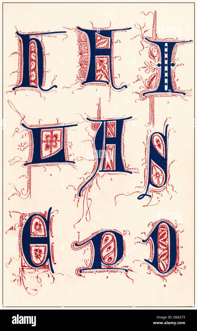 A 1860 work by W. R. Tymms showcasing alphabets, calligraphy, and ...