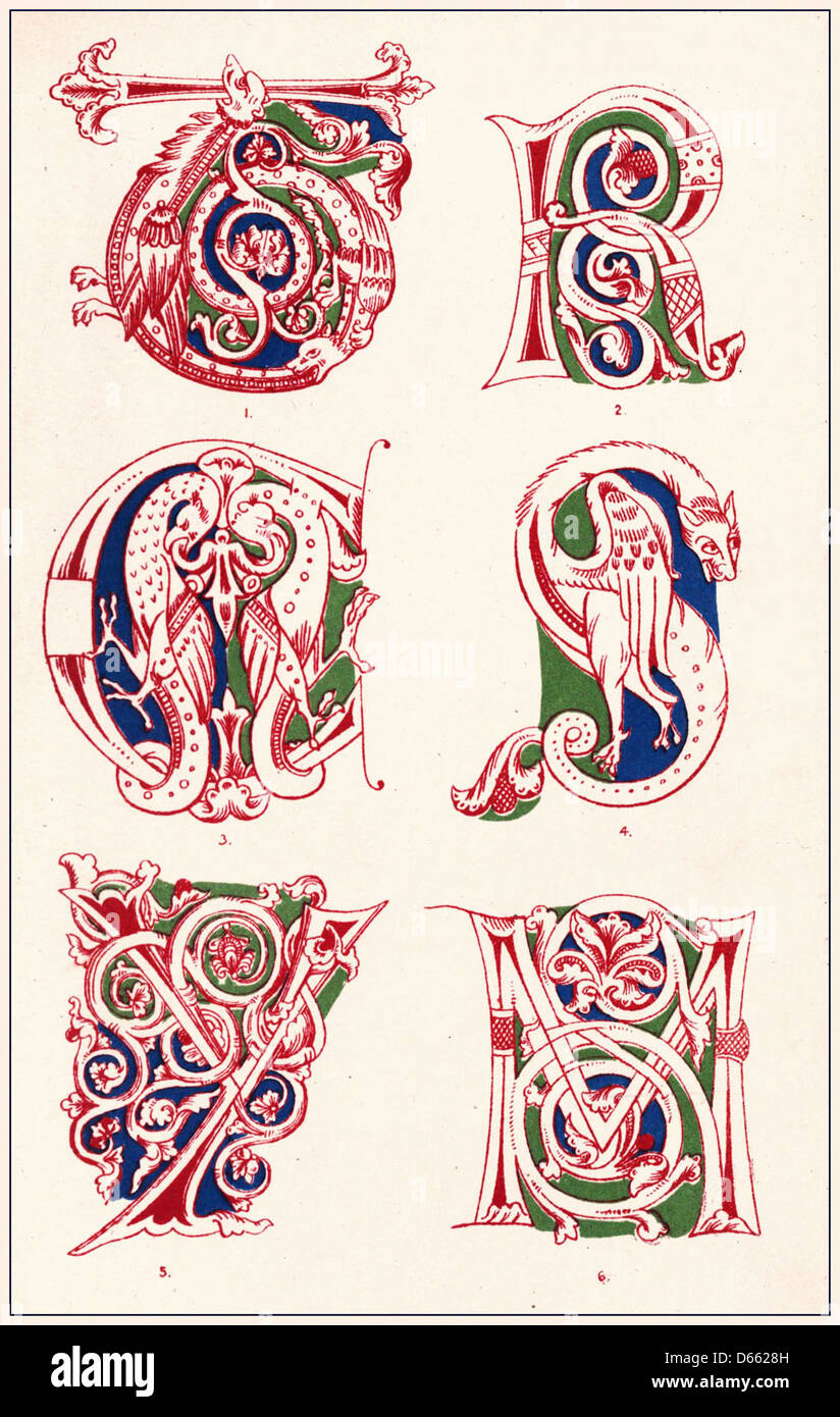 An 1860 illustration by W. R. Tymms, showcasing decorative calligraphy ...