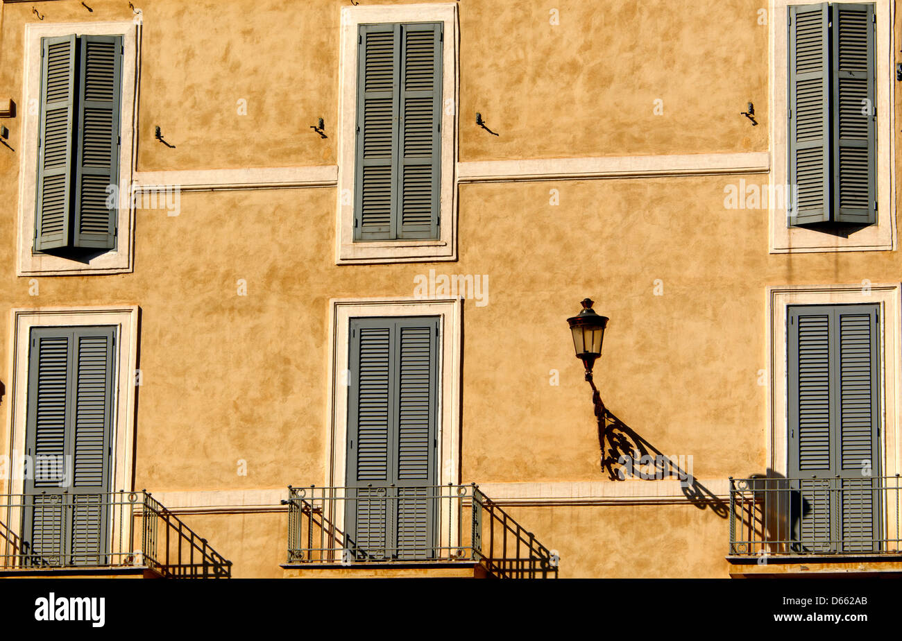 Windows with wooden shutters, Piazza di Spagna, Rome, Italy Stock Photo ...