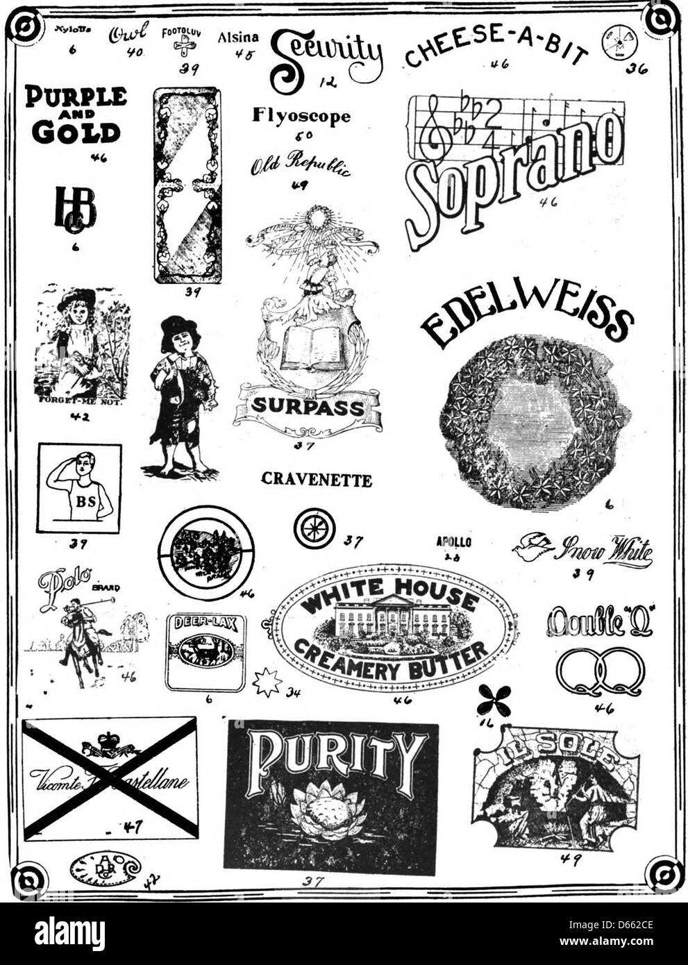 A vintage advertisement for the Purity brand, showcasing its logo and ...