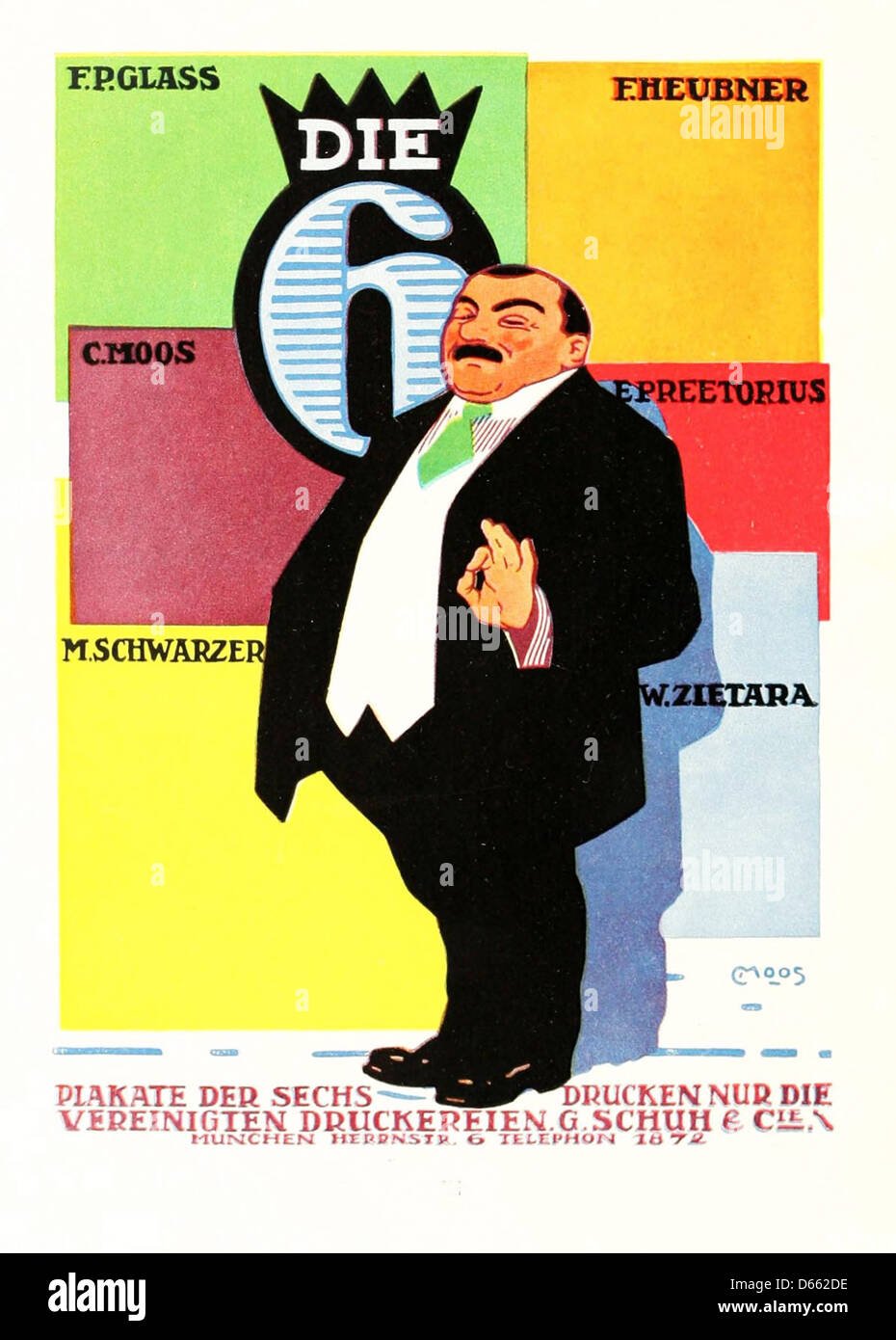 The 1914 poster designed by Carl Moos features a striking visual ...