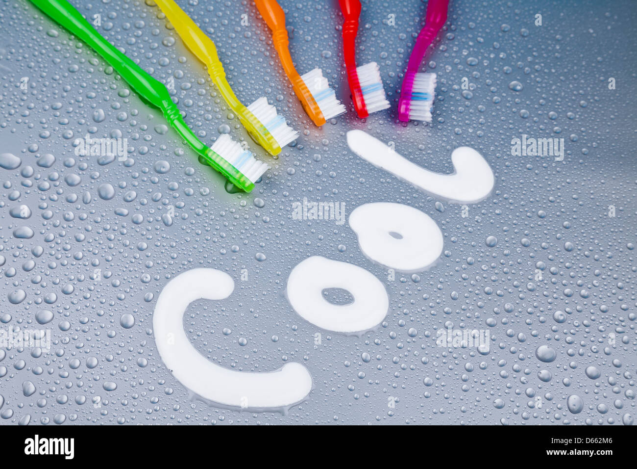 cool and clean concept with colorful toothbrushes Stock Photo - Alamy