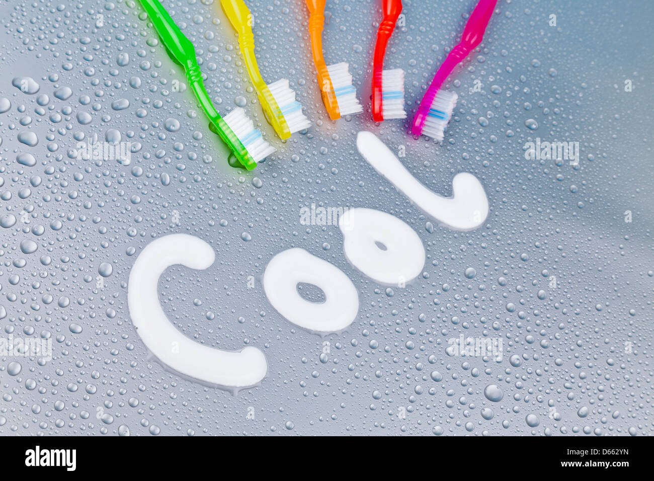 cool and clean concept with colorful toothbrushes Stock Photo - Alamy