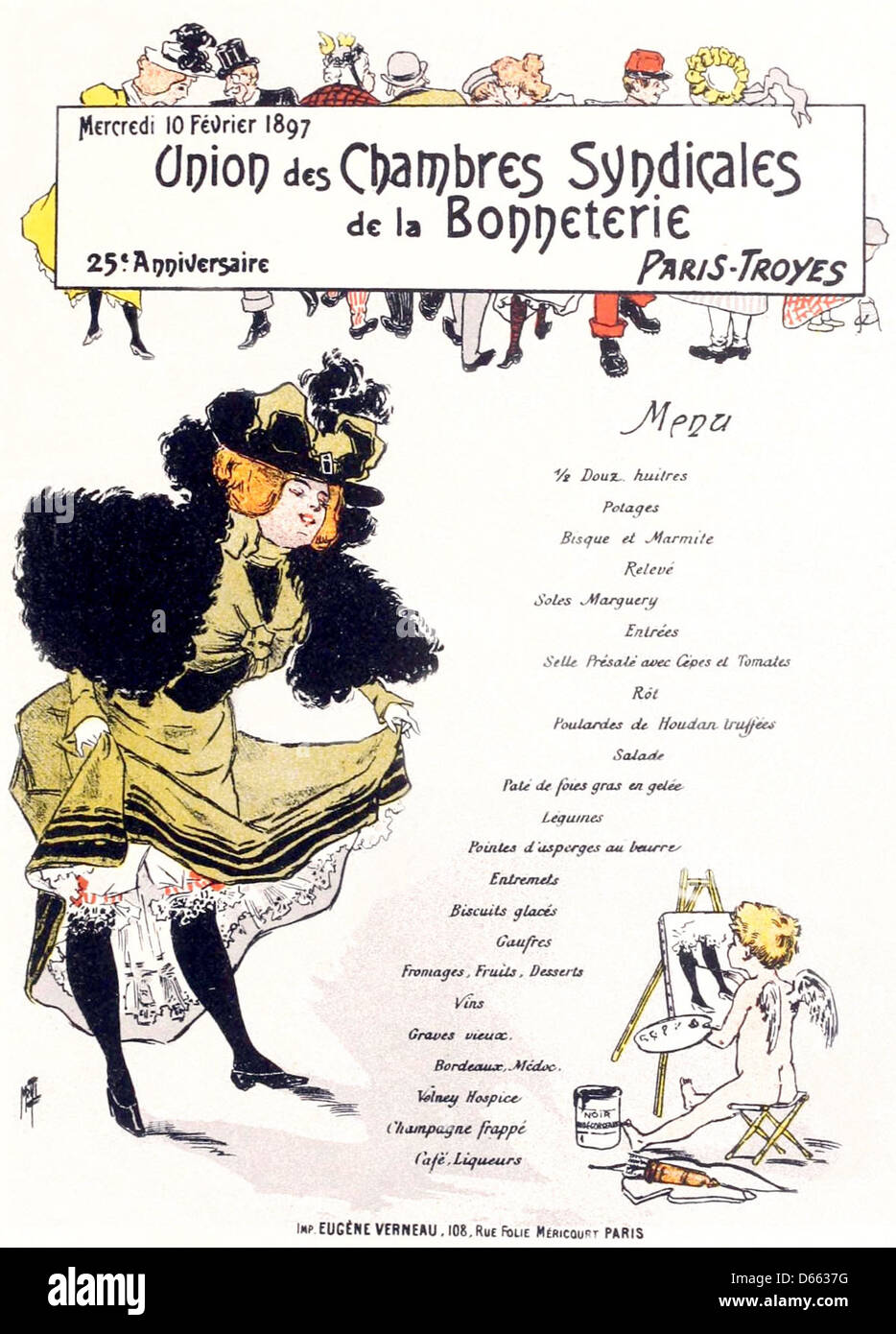 A 1897 French menu from the Belle Epoque era, designed by Leon Maillard ...