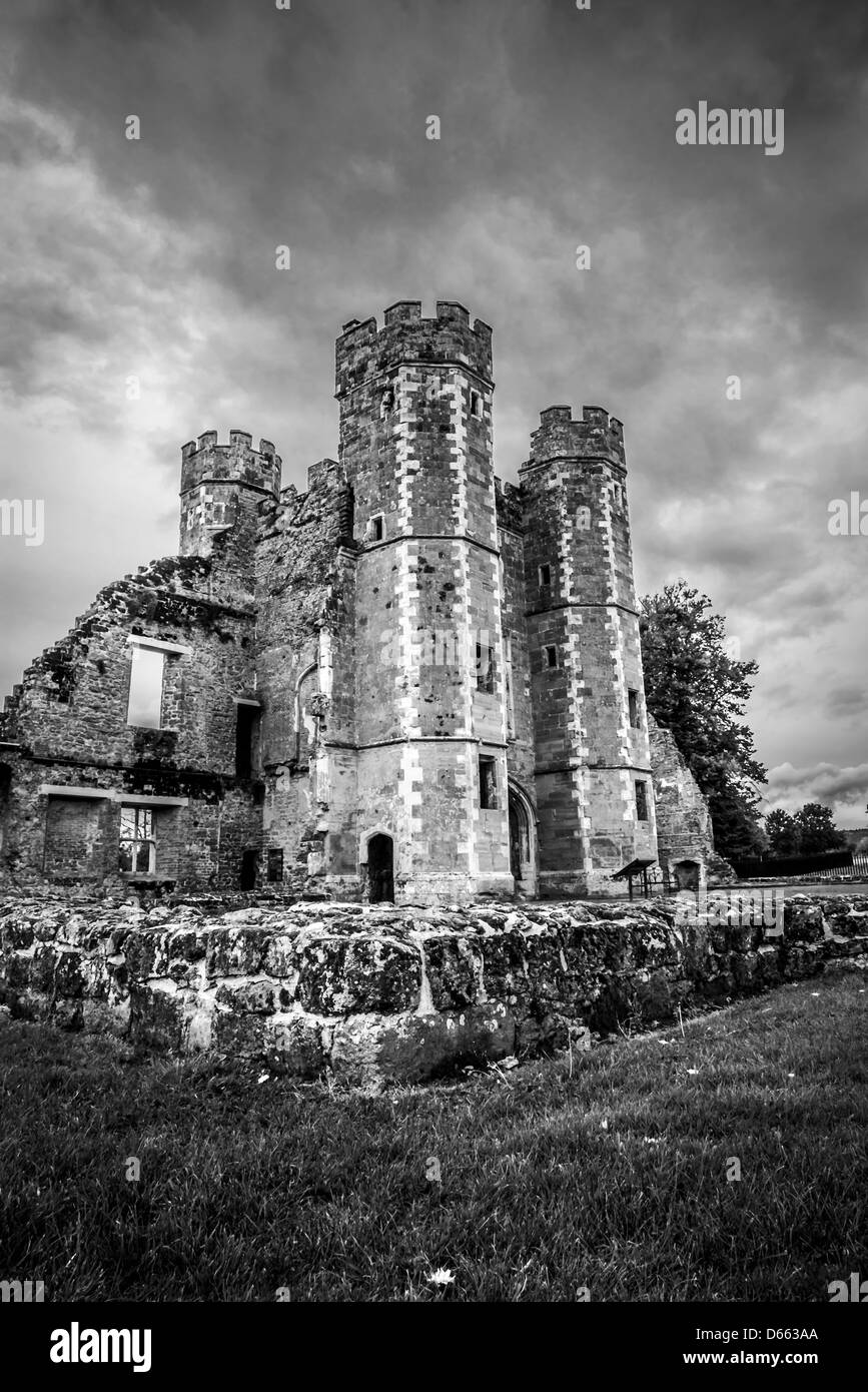 Black and White of Cowdray Castle in Midhurst, West Sussex, UK Stock ...