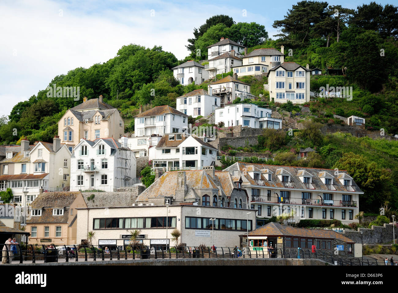 seafront properties Looe cornwall england uk Stock Photo - Alamy