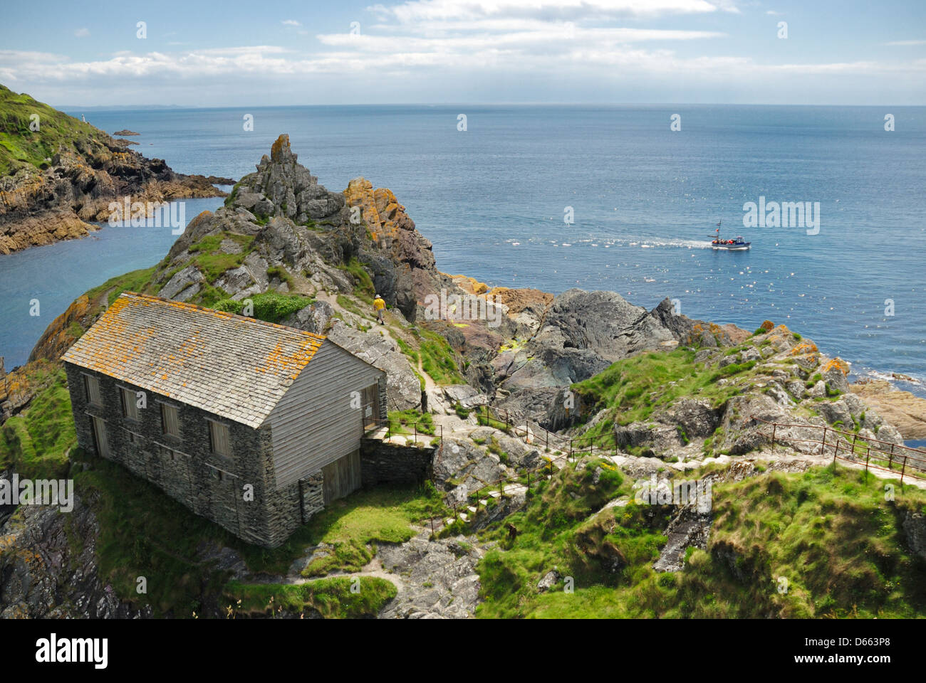 The Net Loft Peak Rock Polperro Cornwall england uk Stock Photo - Alamy