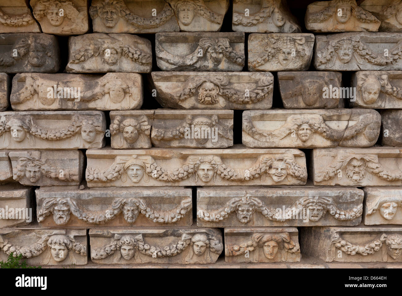 Carvings in the ancient ruined city of Aphrodisias Stock Photo - Alamy