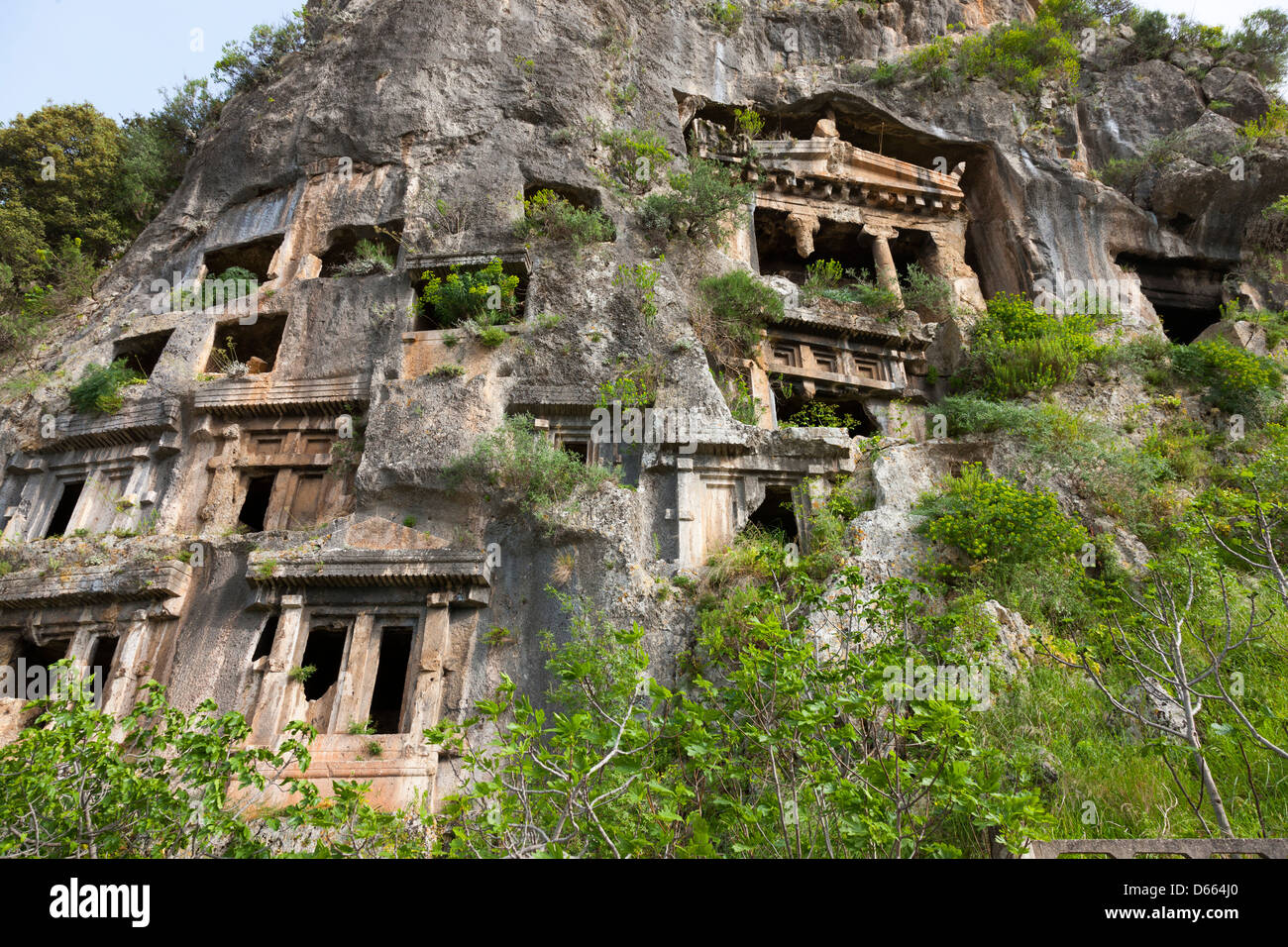 Lycian tombs carved in the rock in Fethiye Turkey Stock Photo - Alamy