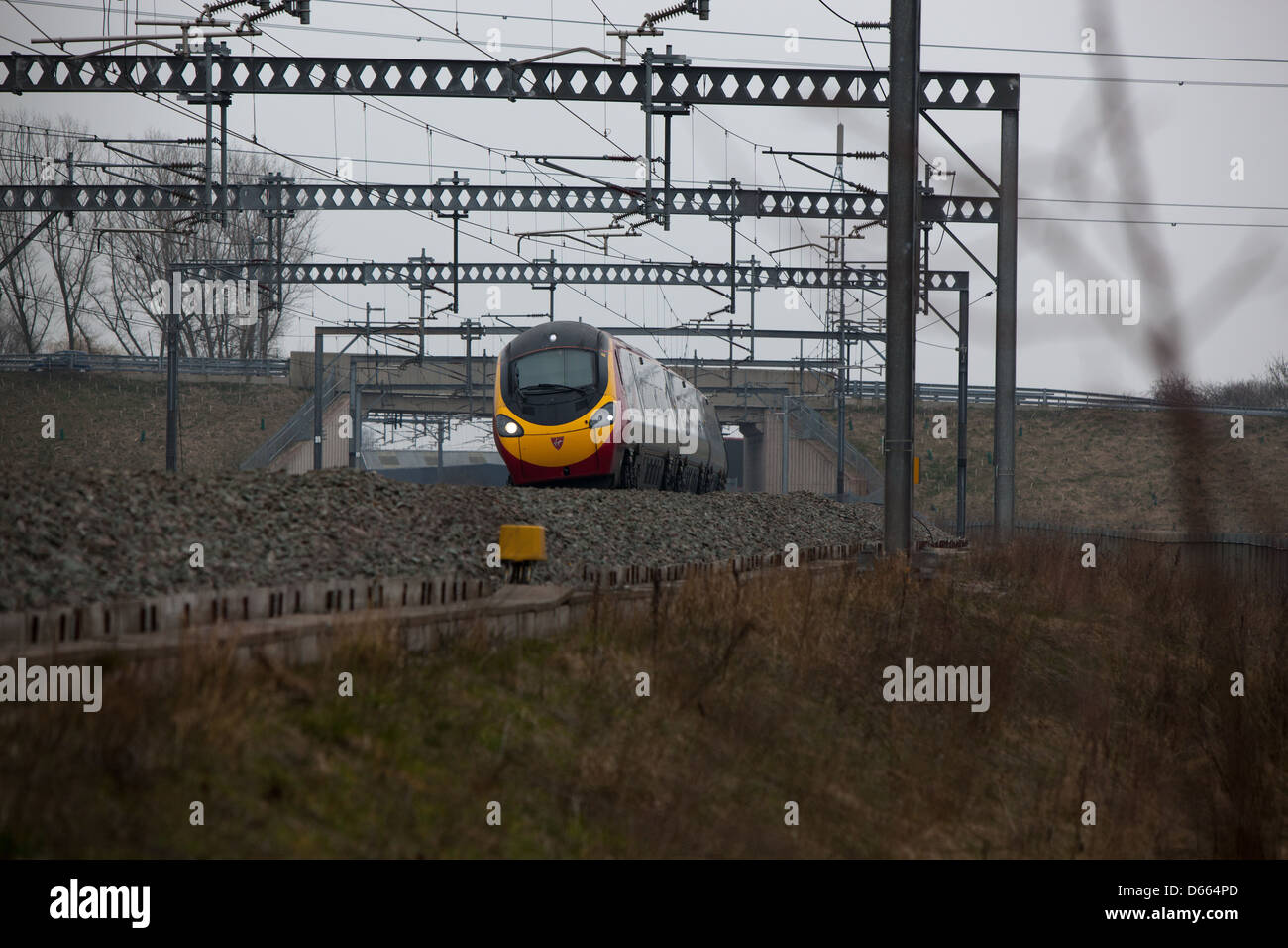A Virgin train passing along the West Coast Main Line railway Stock ...