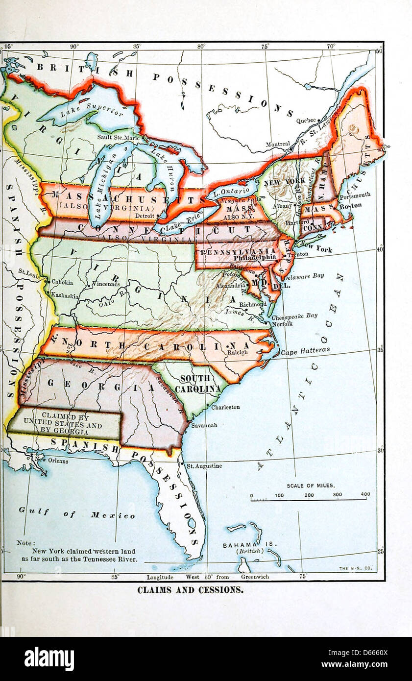 A 1900 school textbook depicting the claims and cessions of the United ...