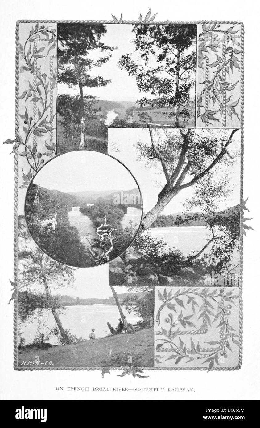 A 1902 sketch of the French Broad River in North Carolina, depicting a ...