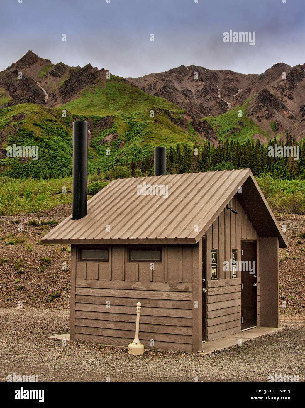 June 27, 2012 - Denali Boroigh, Alaska, US - The outhouses, at the ...