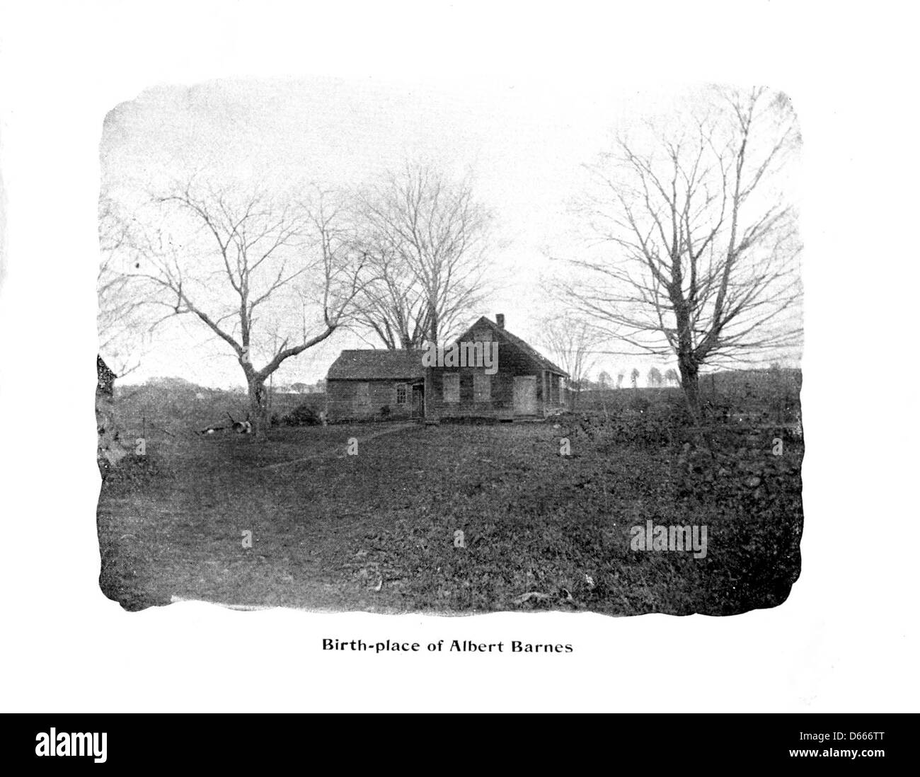 A photograph from 1894 depicting the birthplace of Albert Barnes in ...