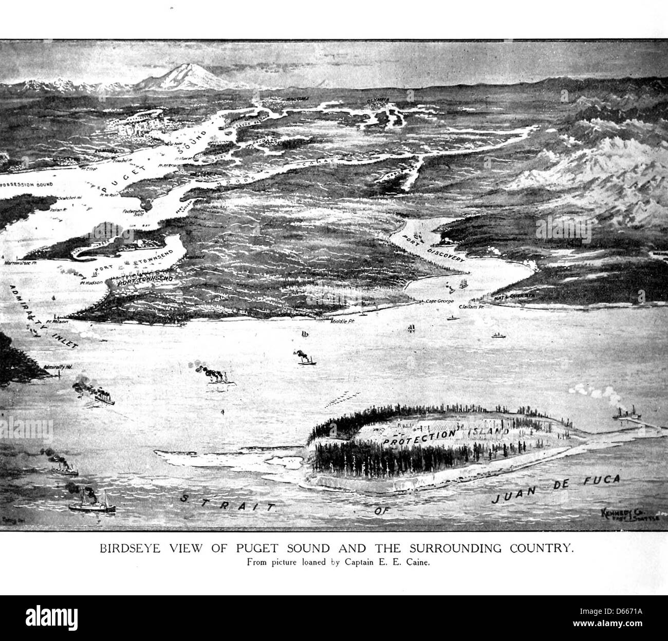 This 1909 postcard of Seattle offers a bird's-eye view of Puget Sound ...