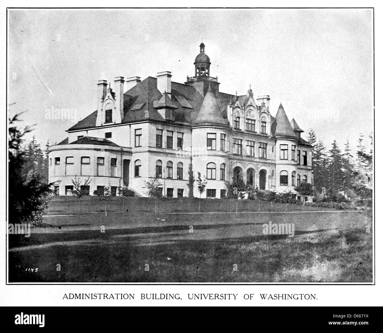 This 1909 souvenir photograph captures the administration building at ...