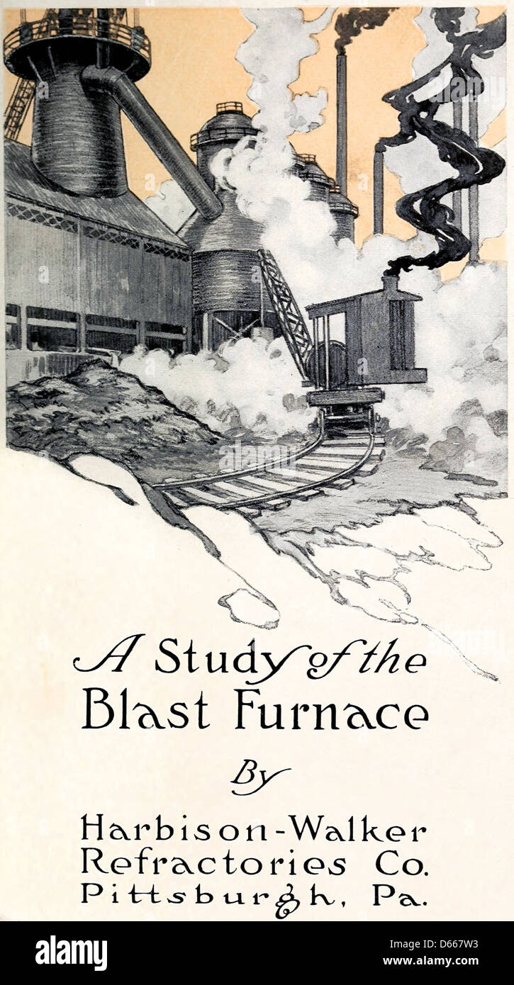 An illustration from 'A Study of the Blast Furnace' (1911), depicting a ...