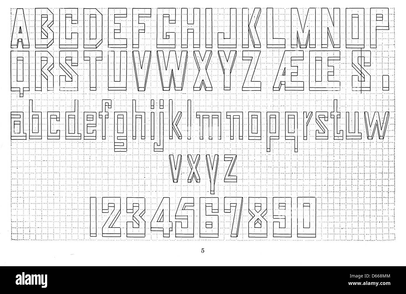 This 1911 image showcases a guide to easy lettering, designed for use ...