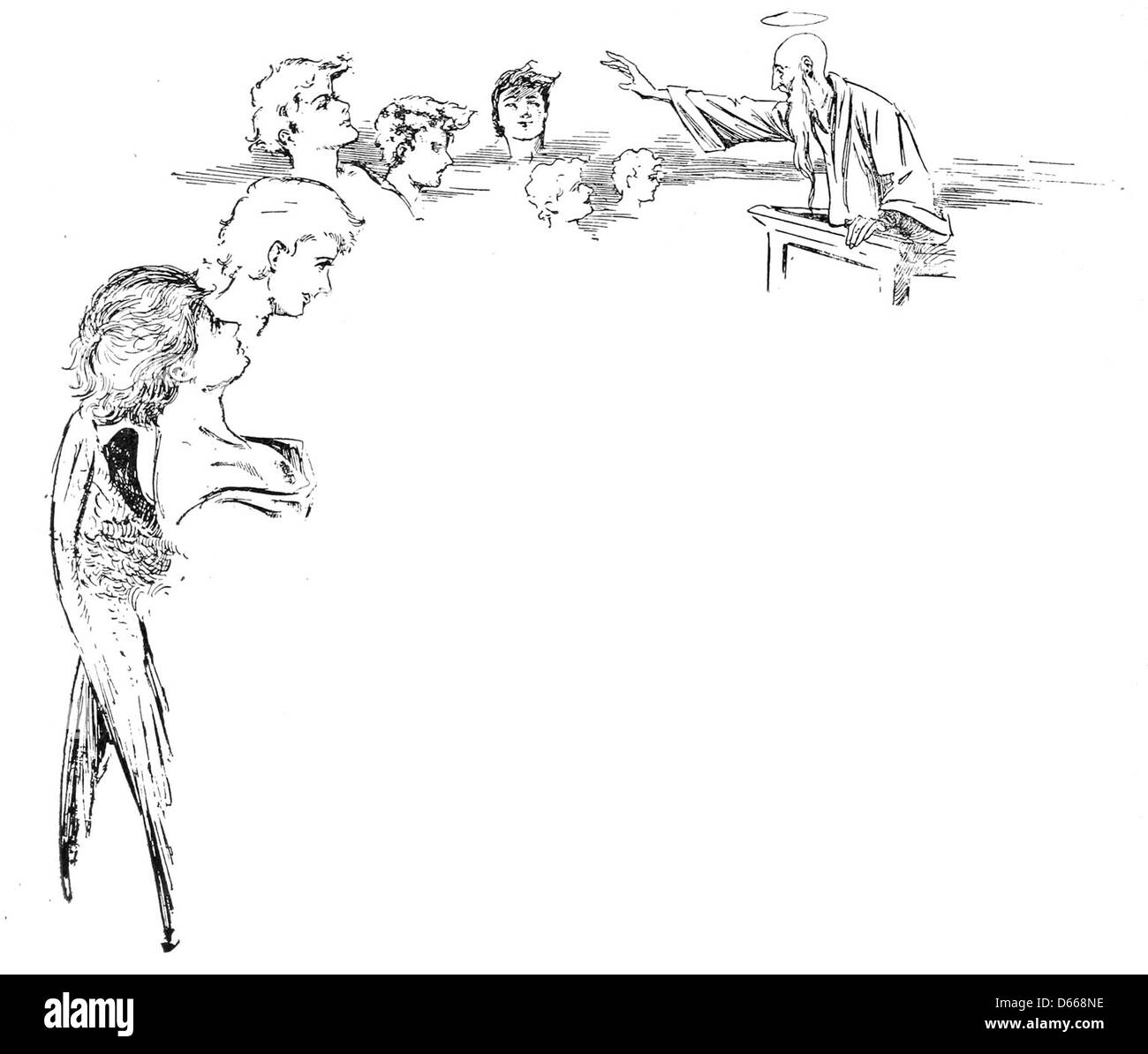 An 1894 illustration from *A Tale of a Halo*, depicting angels and ...