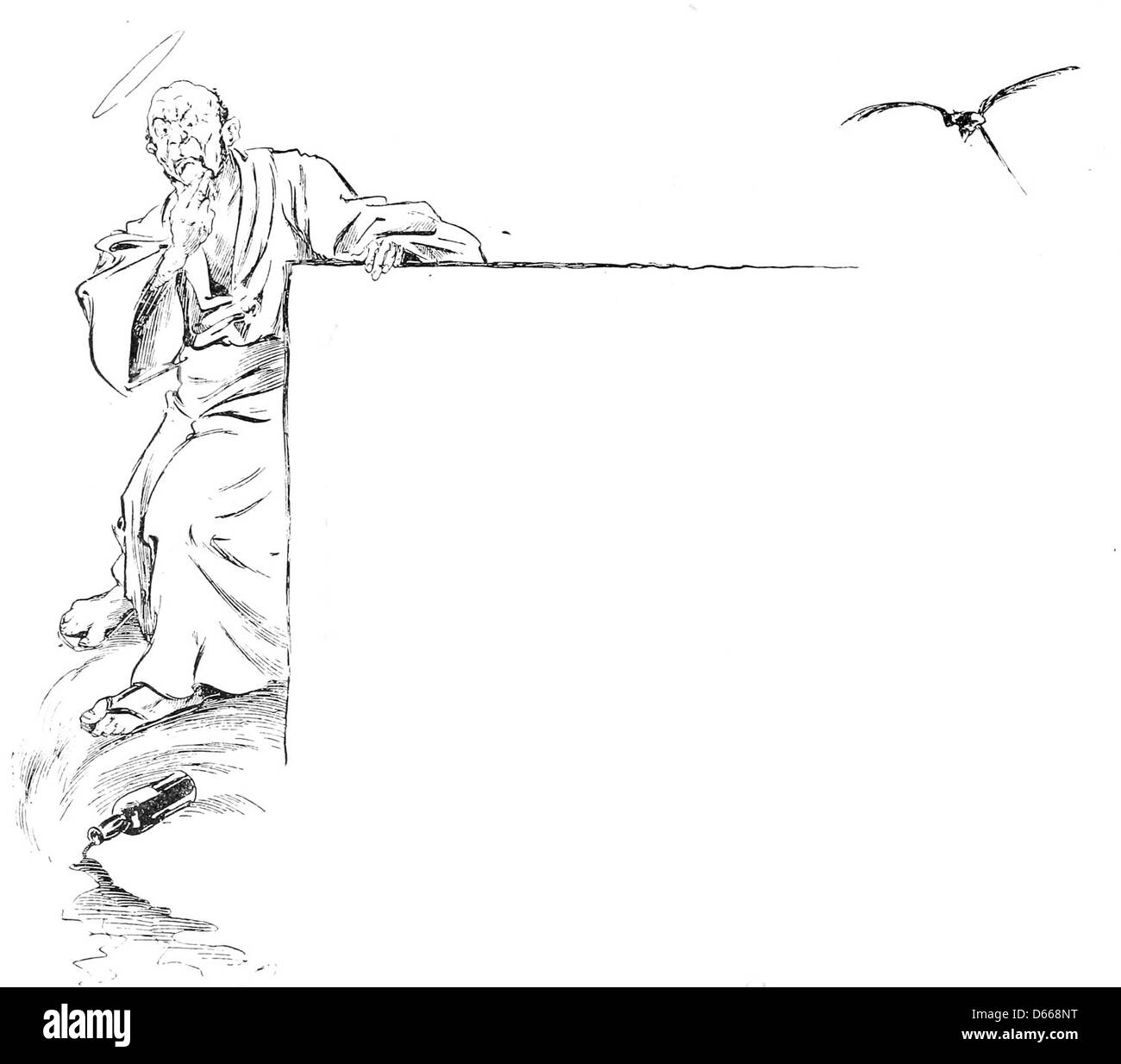 An illustration from 'A Tale of a Halo' (1894), featuring an angry crow ...