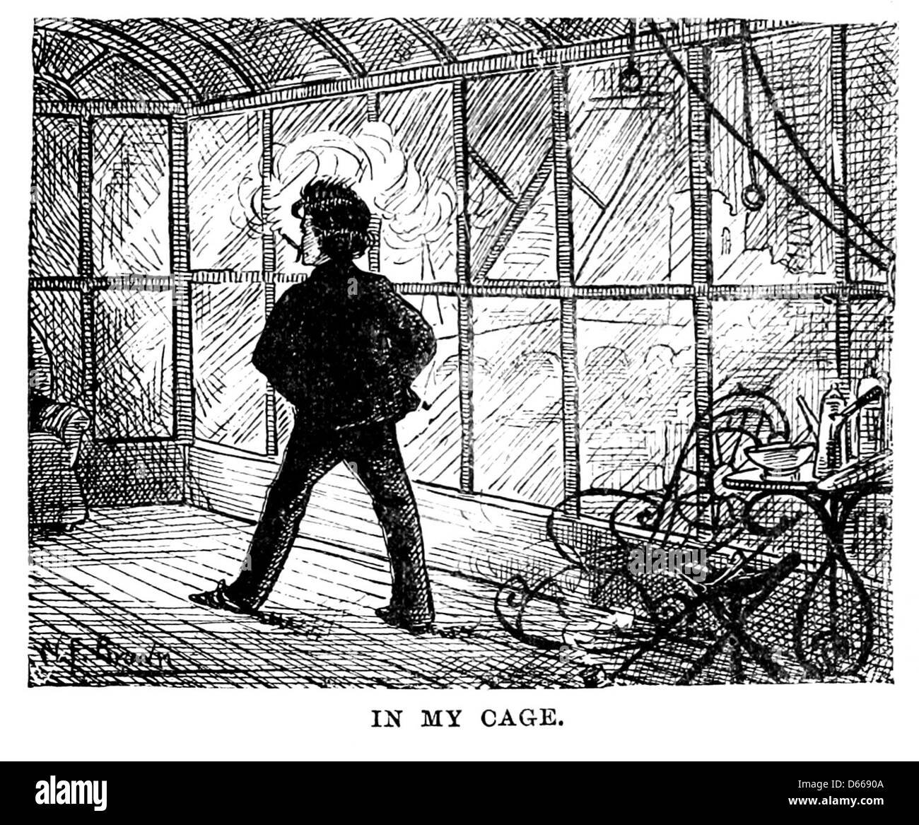 An illustration from 'A Tramp Abroad' (1885), a travel narrative by ...