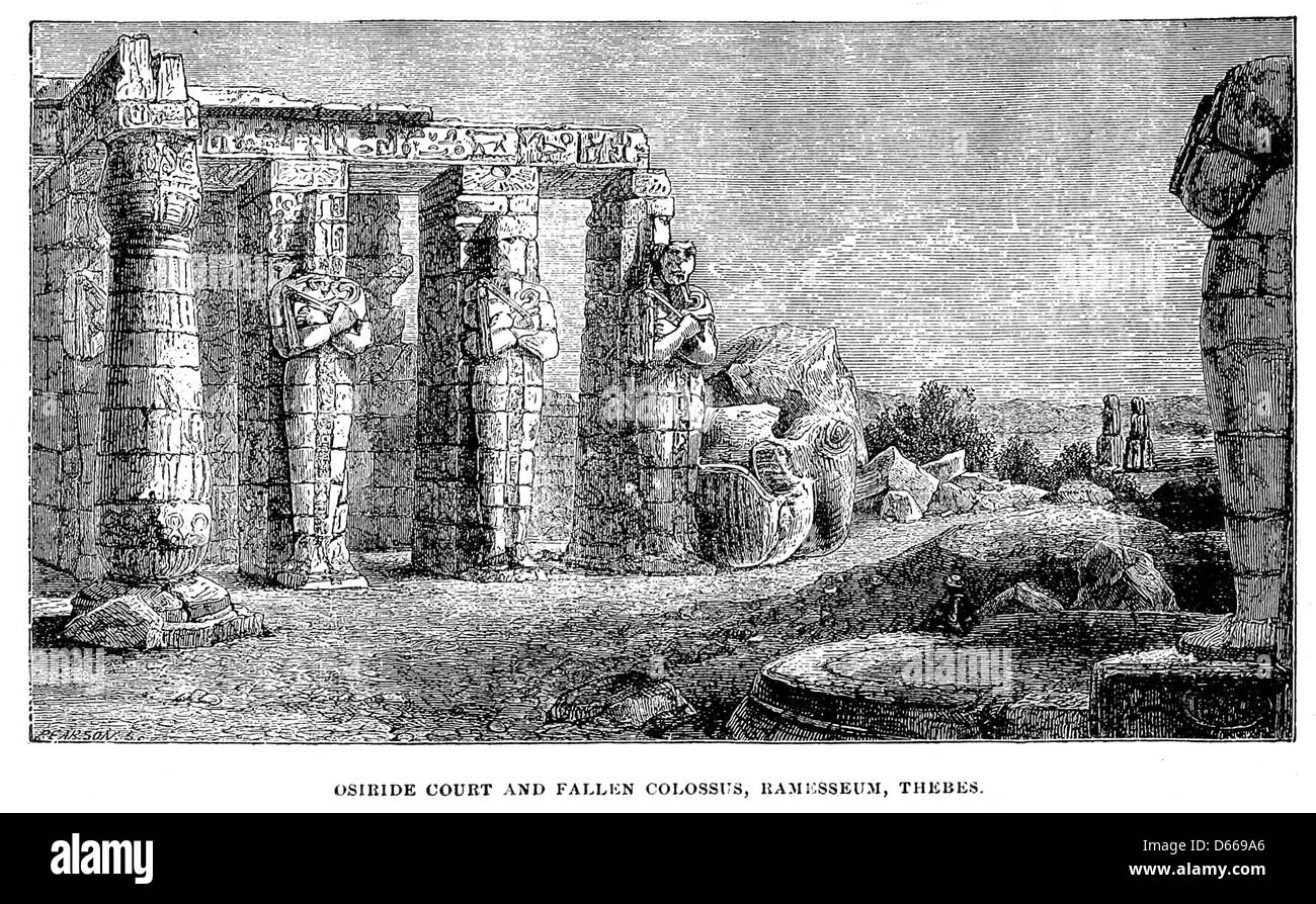 An 1888 photograph of the Osiride Court and the Fallen Colossus at the ...