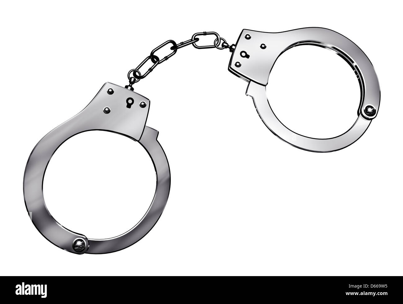 Handcuffs - isolated in white background Stock Photo - Alamy