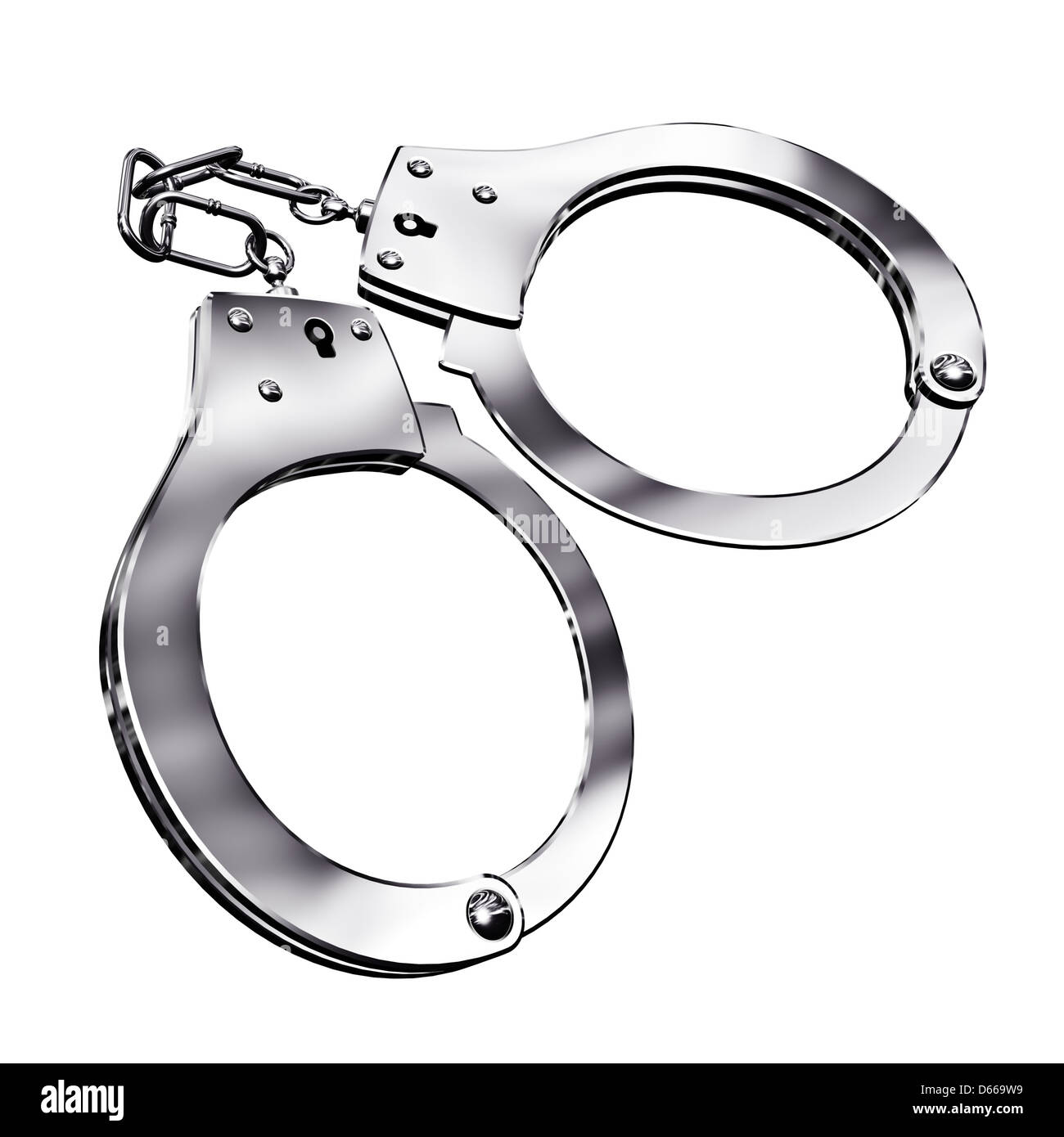 Handcuffs - isolated in white background Stock Photo - Alamy