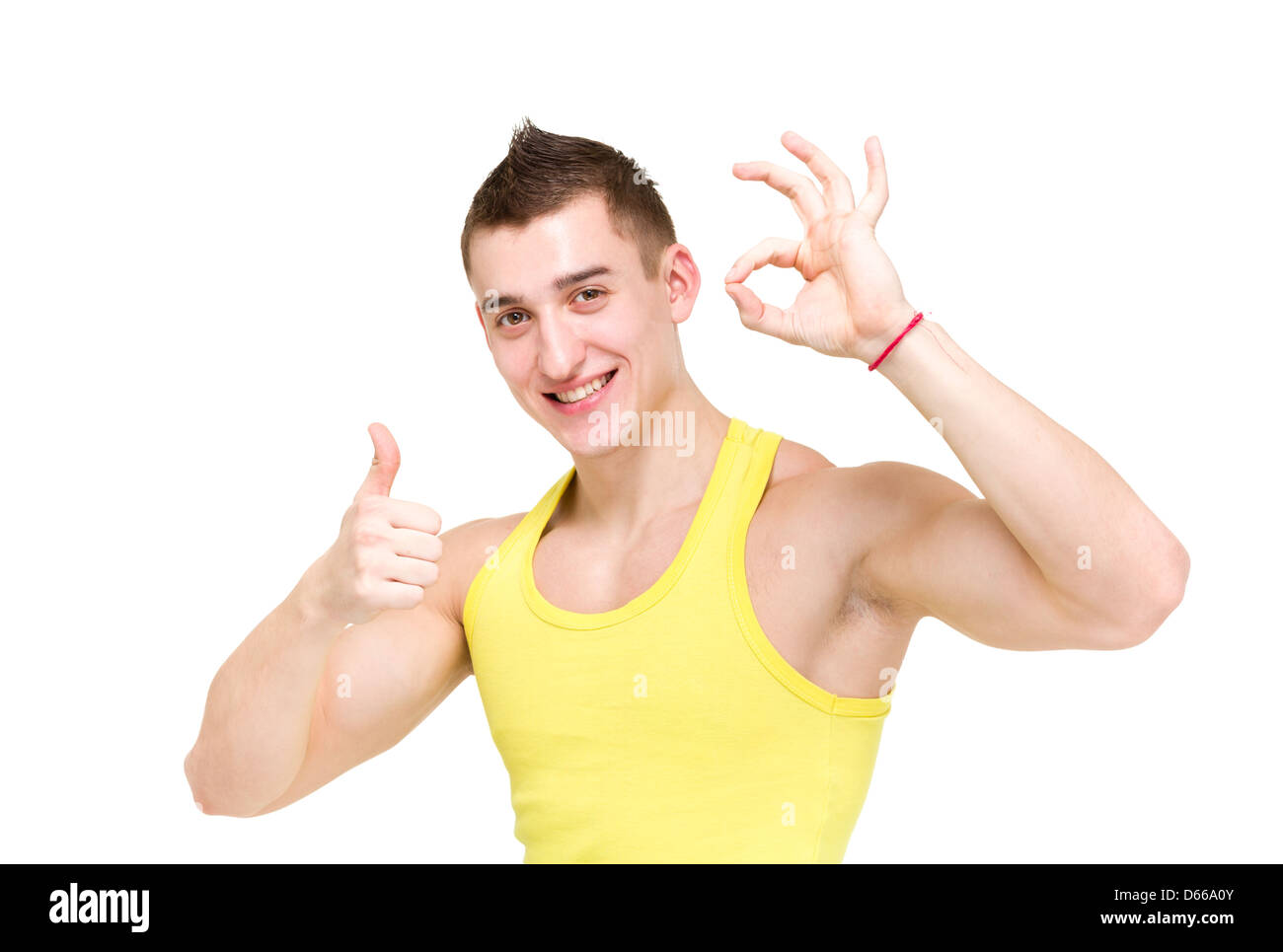 Happy man giving okay sign Stock Photo - Alamy