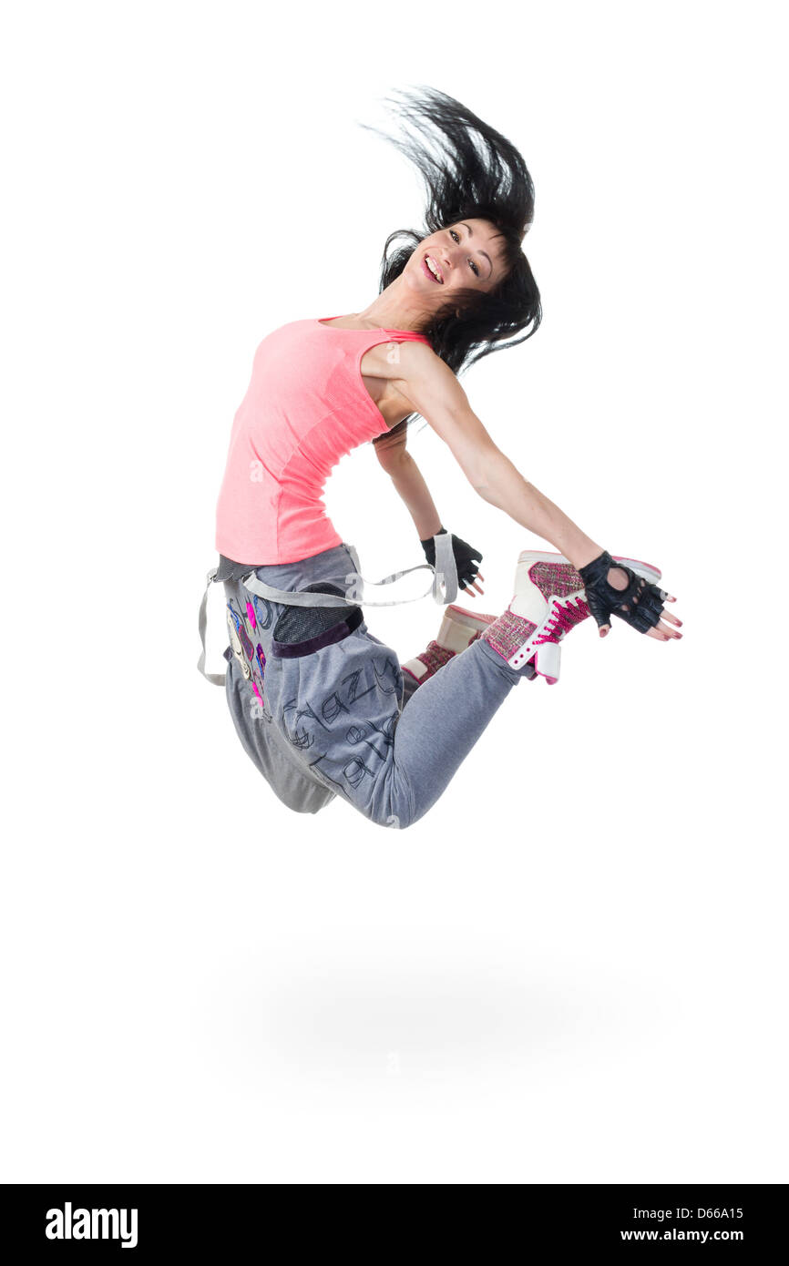 modern style dancer jumping on white background Stock Photo - Alamy