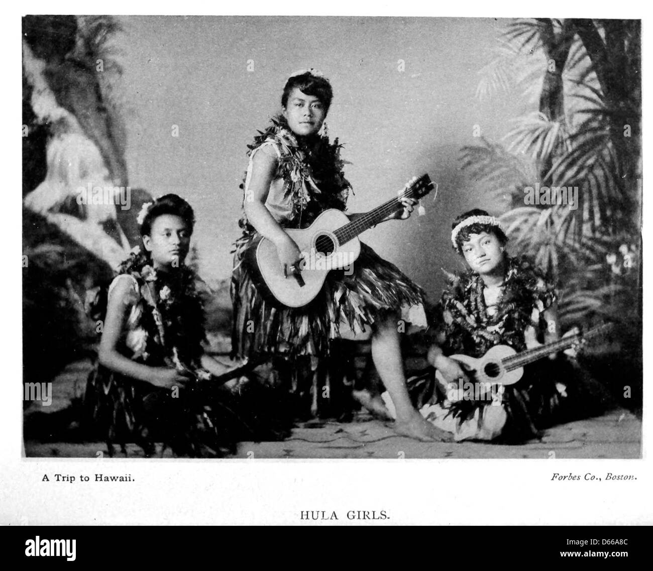 This 1892 photograph captures a hula dancer, showcasing the traditional ...