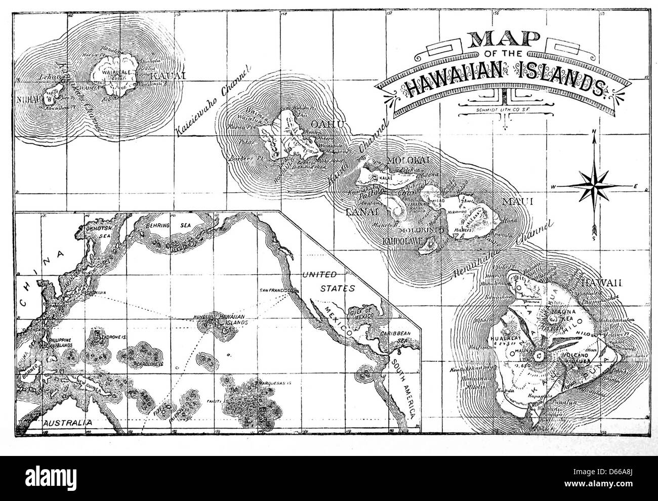 Hawaii map 1892 hi-res stock photography and images - Alamy