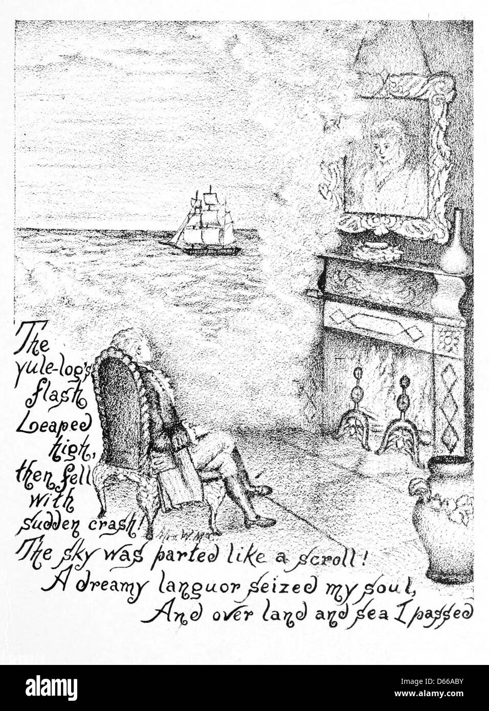 An illustration from 'A Vision of the Mistletoe' (1888), featuring a ...