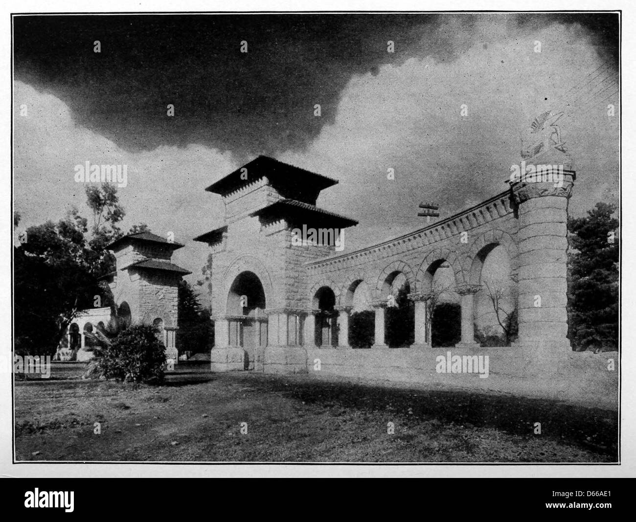 A photograph or illustration from 1905 depicting a visit to Stanford ...