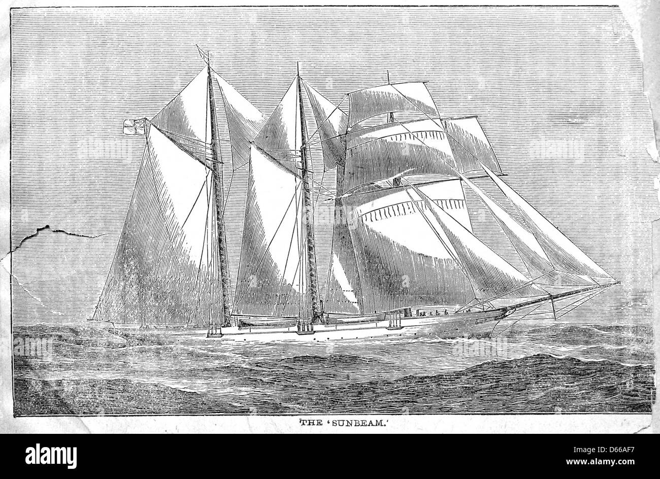 An image from 'A Voyage in the Sunbeam' (1892), capturing the Sunbeam ...