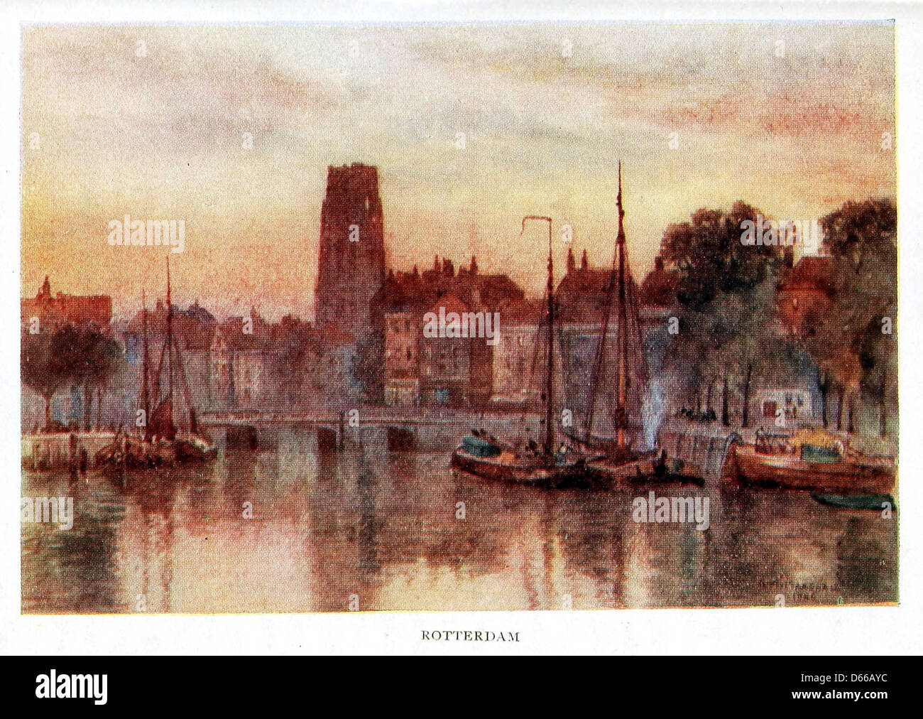 This 1905 photograph shows a view of Rotterdam, Holland, capturing the ...