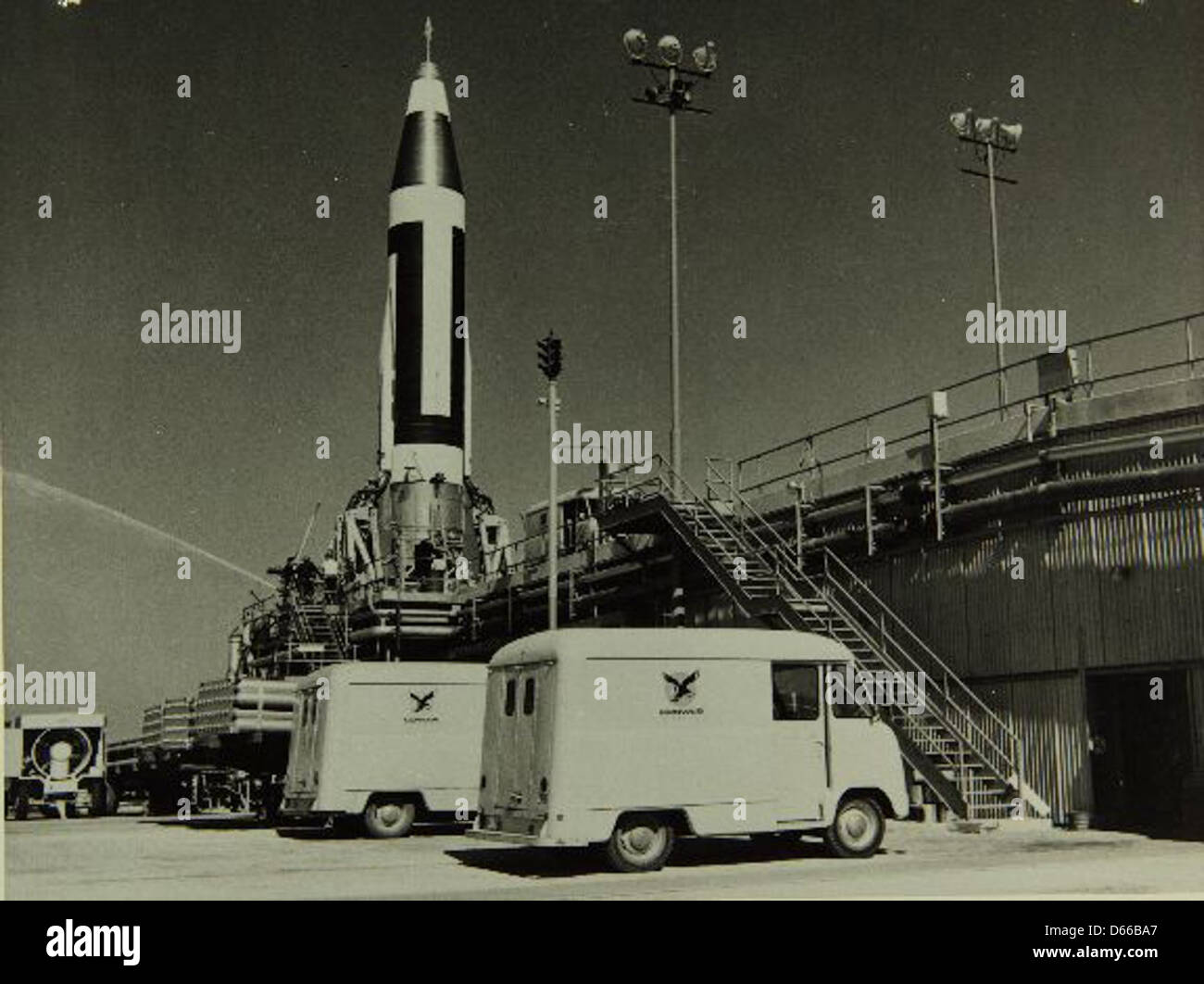 This image shows the development of the Atlas missile system by Convair ...